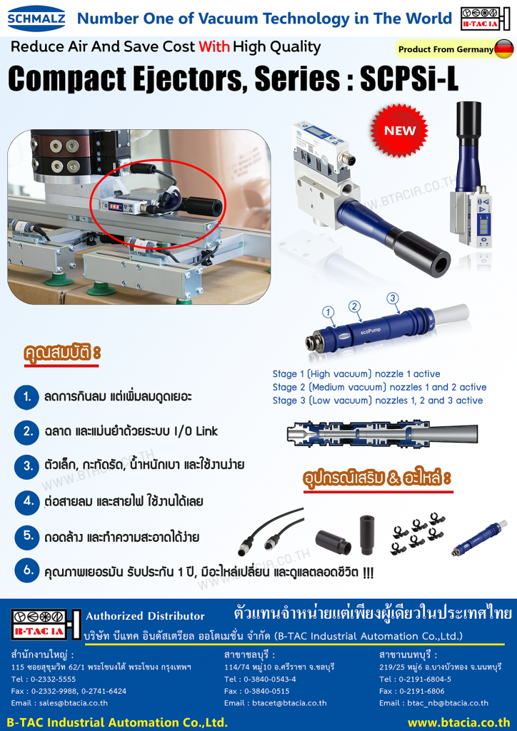QD4013 - Schmalz Compact Ejectors, Series : SCPS-L / SCPSi-L - B-TAC INDUSTRIAL AUTOMATION