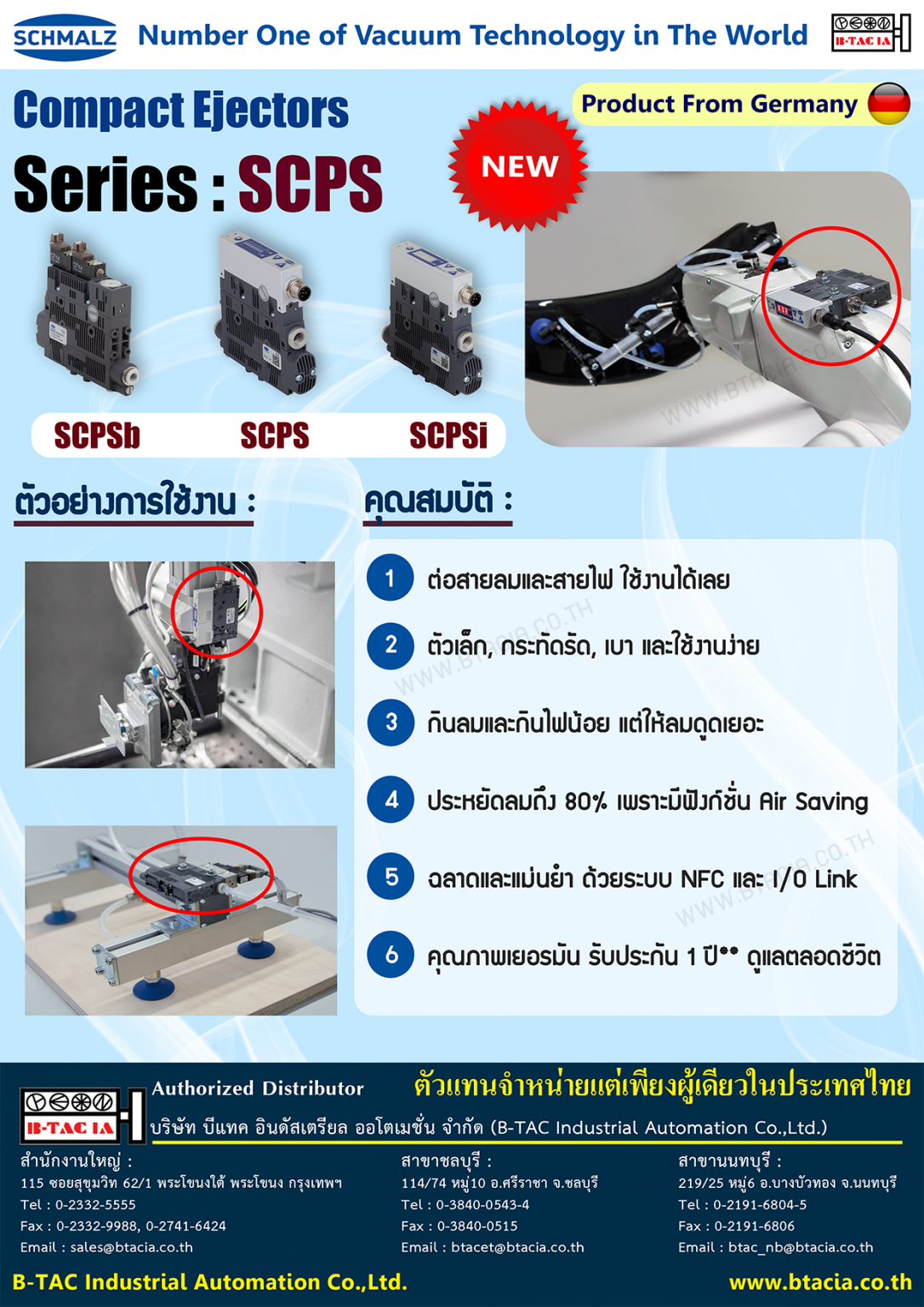 QD4006 - Schmalz Compact Ejectors, Series : SCPSb - B-TAC INDUSTRIAL AUTOMATION