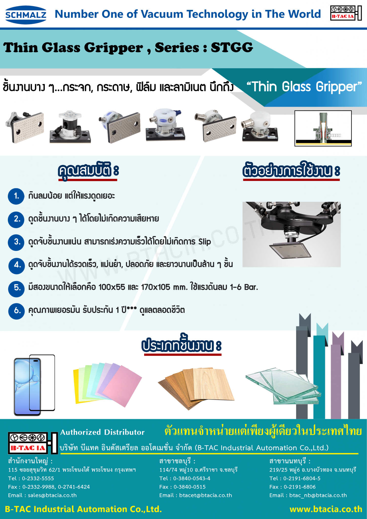 QB6001 - Schmalz Thin Glass Grippers, Series : STGG - B-TAC INDUSTRIAL ...